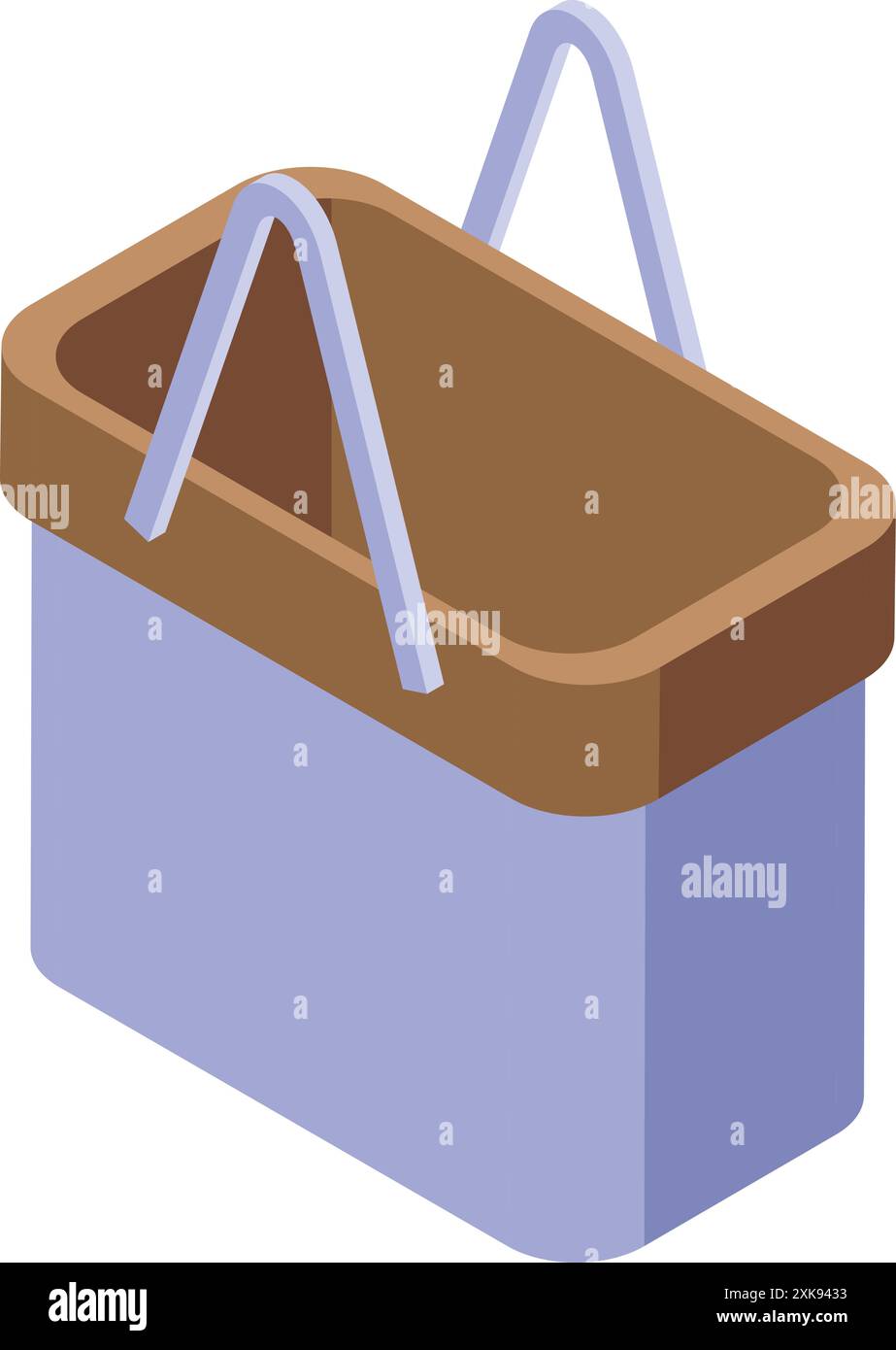 Empty shopping basket with handles standing upright, isometric icon ...