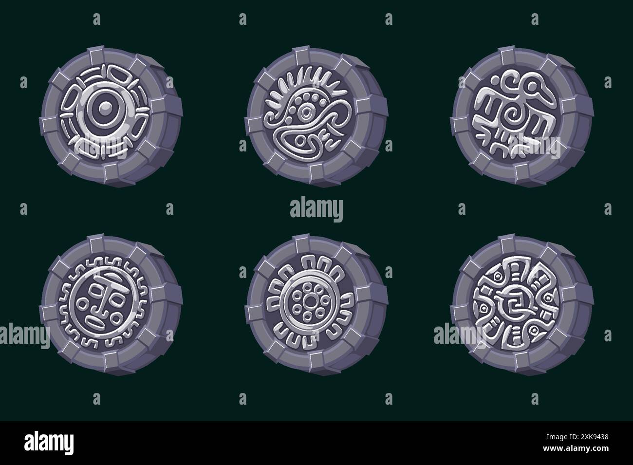 Vector design of stone symbols of ancient Aztec Civilization ...