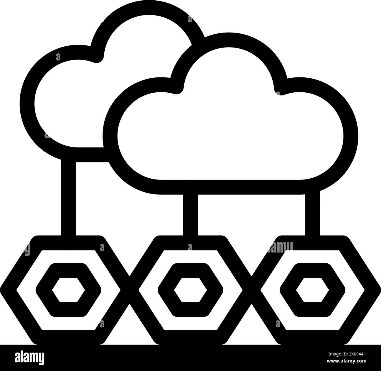 Simple line icon representing cloud computing, data storage, and ...