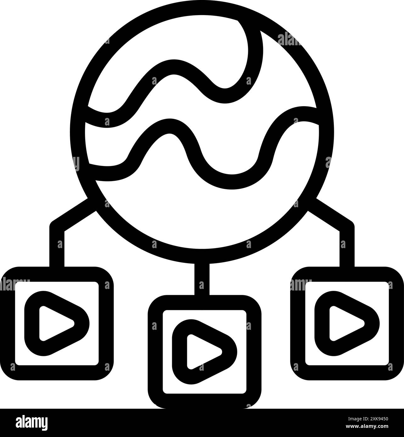 Global network is connecting three devices streaming video content ...