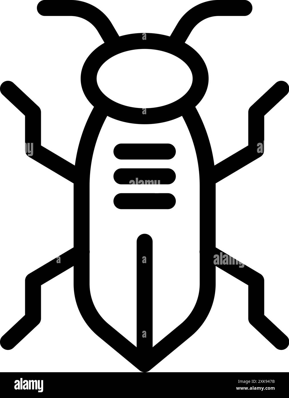 Simple line icon of a beetle crawling, isolated on a white background ...
