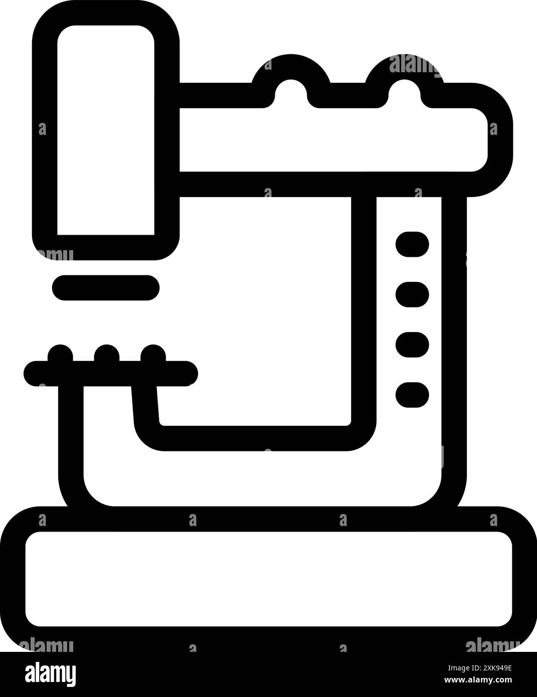 Black and white line art of a factory machine stamping metal parts for ...