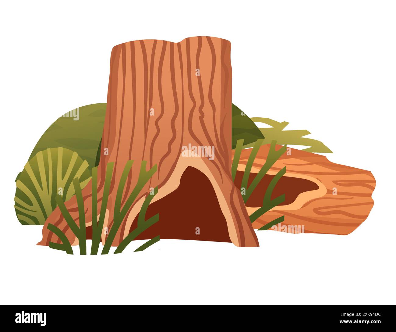 Tree stump vector with a hollow cavity. Ideal for deforestation ...
