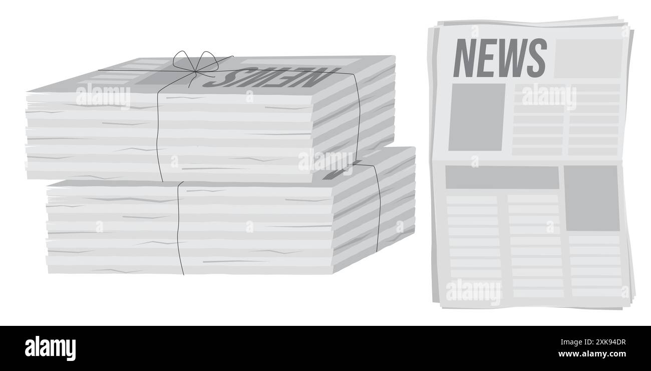 Pile of newspapers on white background. Stack of newspapers. Paper ...