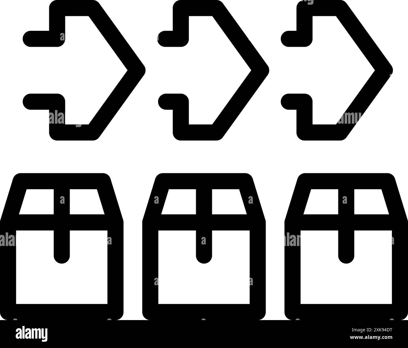 Simple icon of packages being shipped with arrows pointing to the right ...