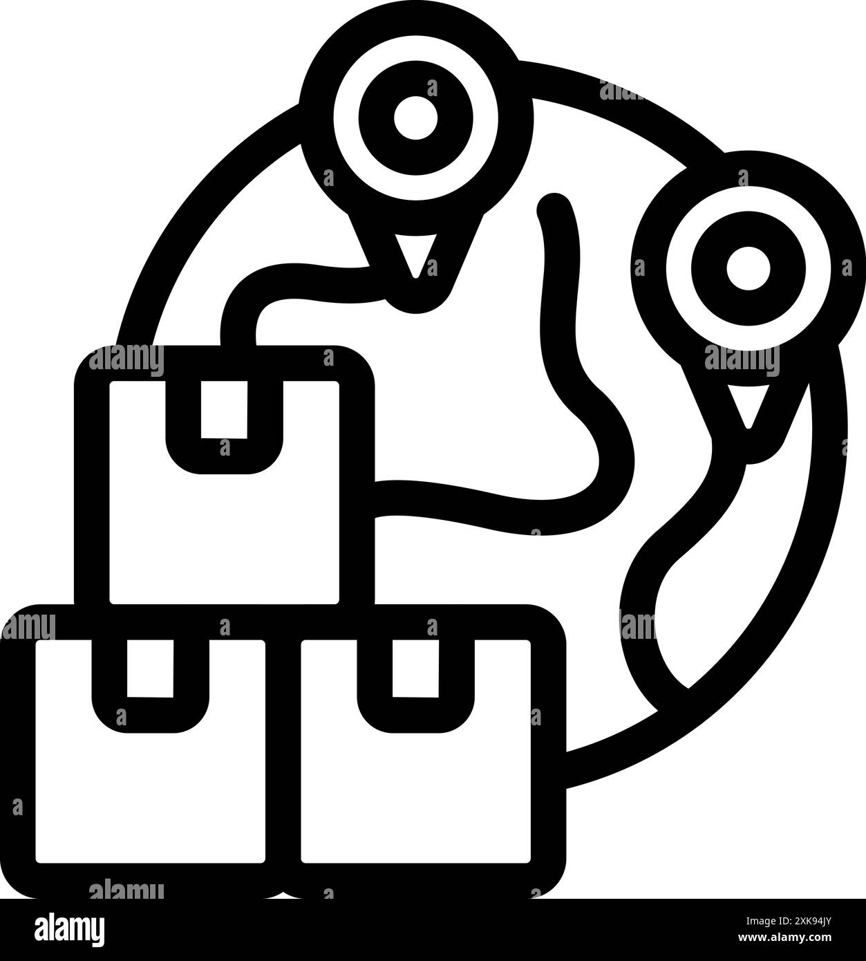 Icon of a global parcel tracking system showing packages being shipped ...