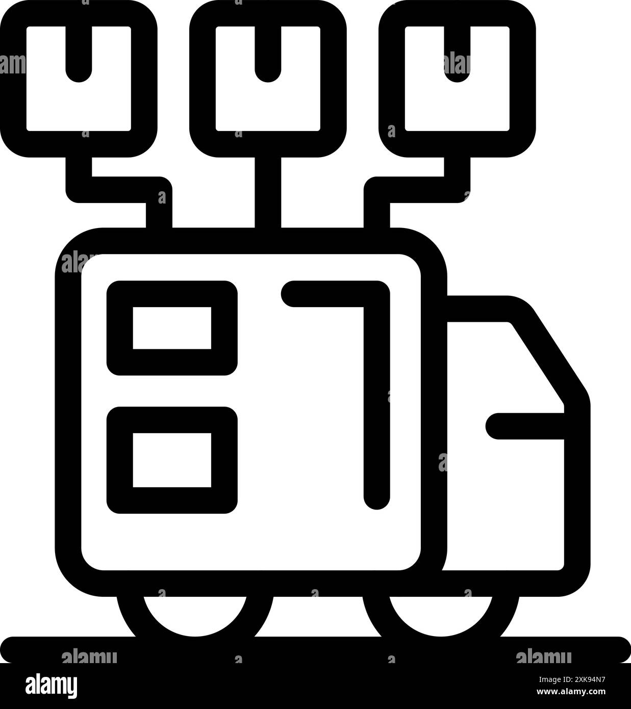 Line art icon of a delivery truck, symbolizing transportation and ...