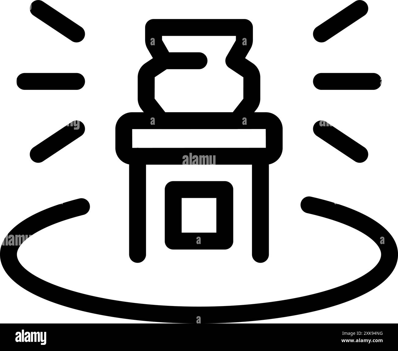 Simple icon of a pottery kiln firing a clay pot at high temperature ...