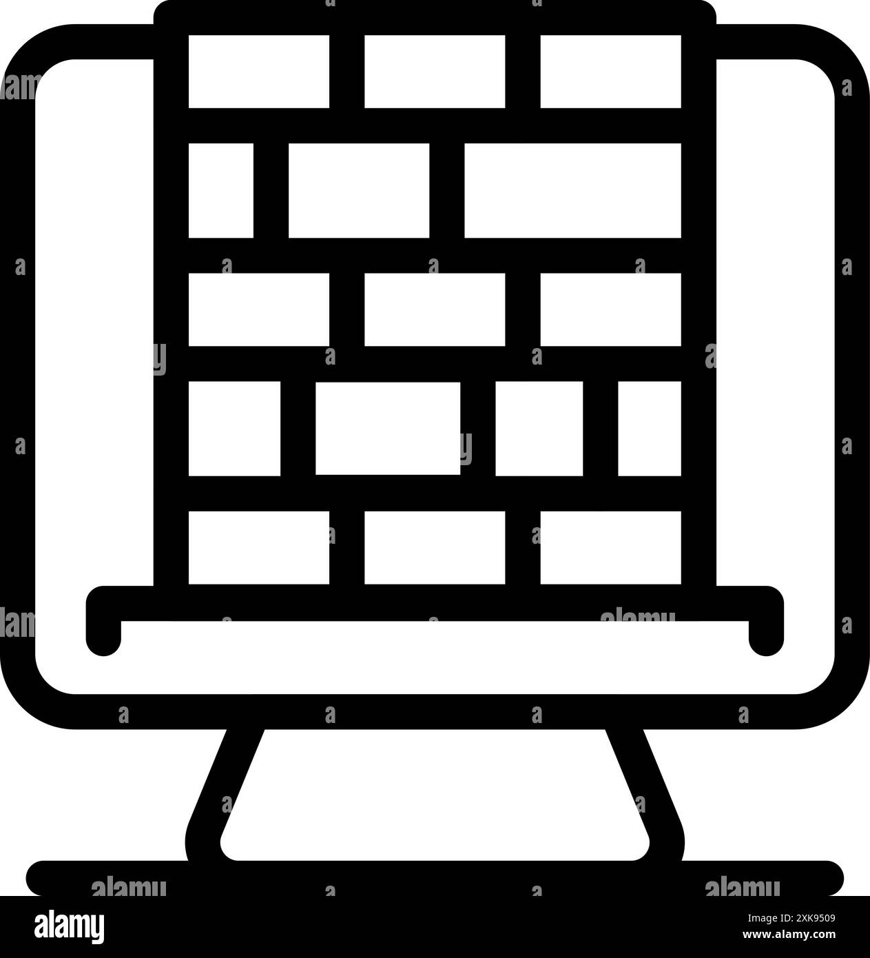 Symbolic illustration representing a firewall protecting a desktop ...