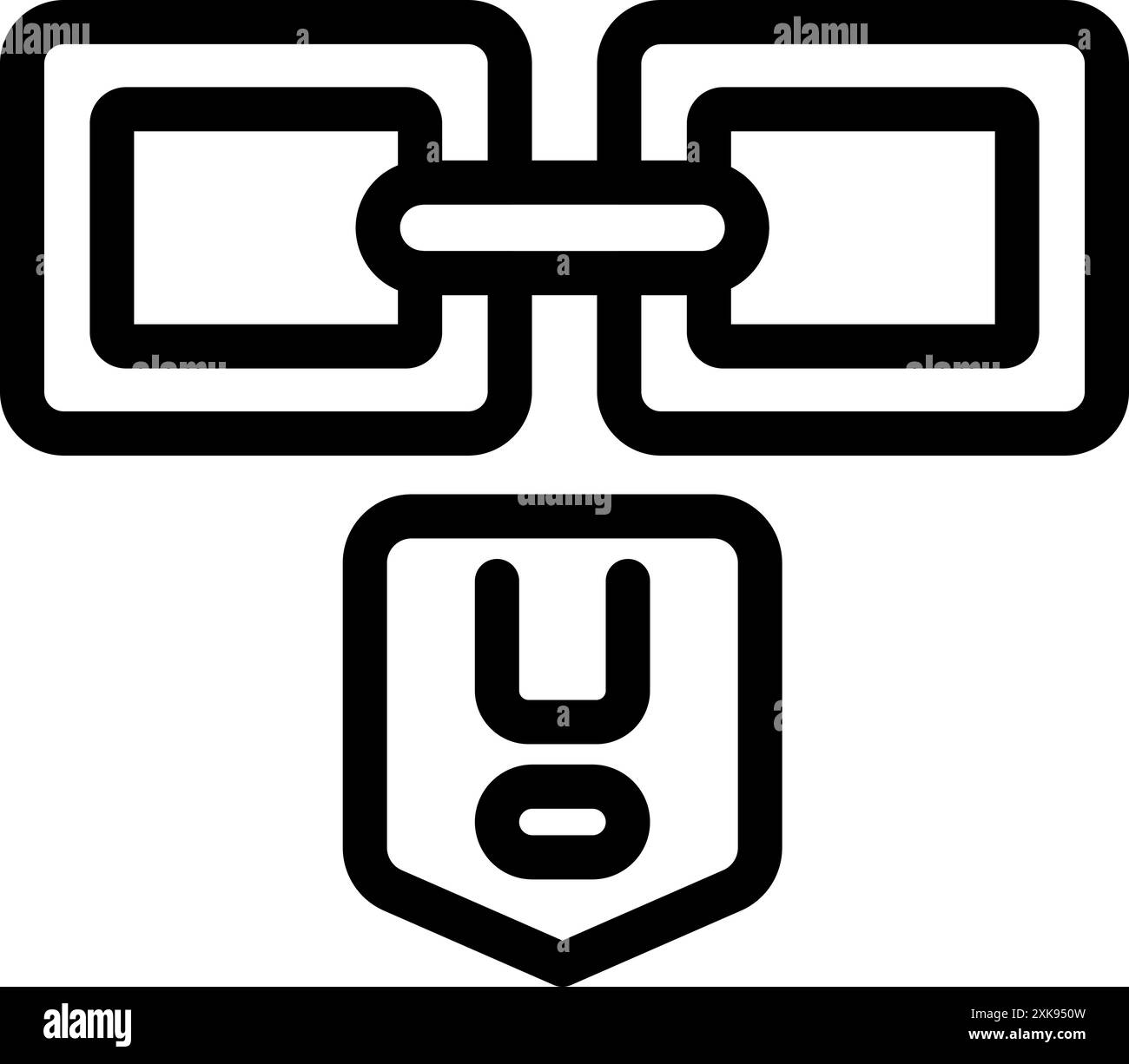 Blockchain technology icon representing secure connection with shield ...