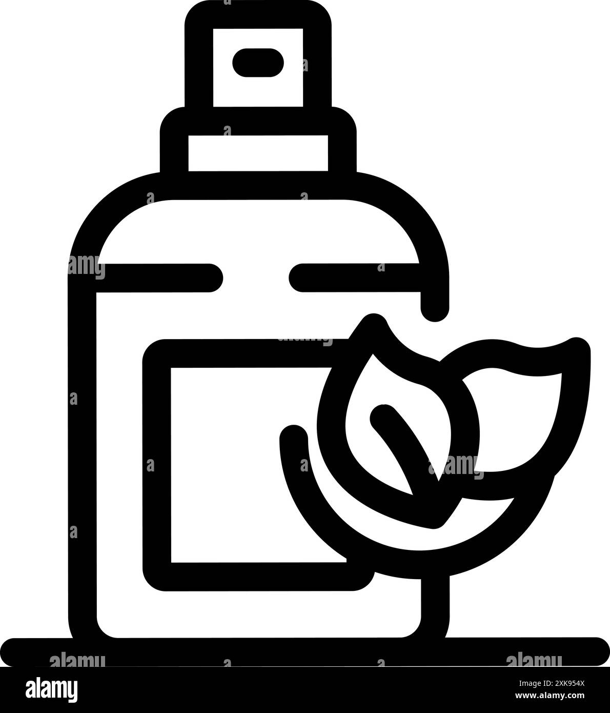 Simple line icon depicting a spray bottle with two leaves, evoking ...