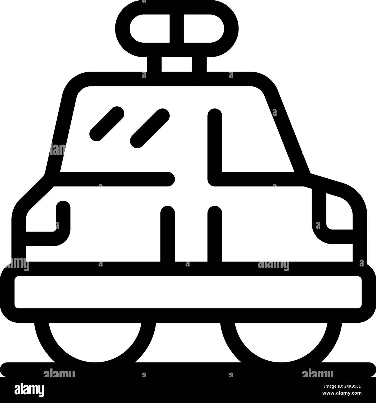 Simple line art icon of a police car with siren lights activated ...