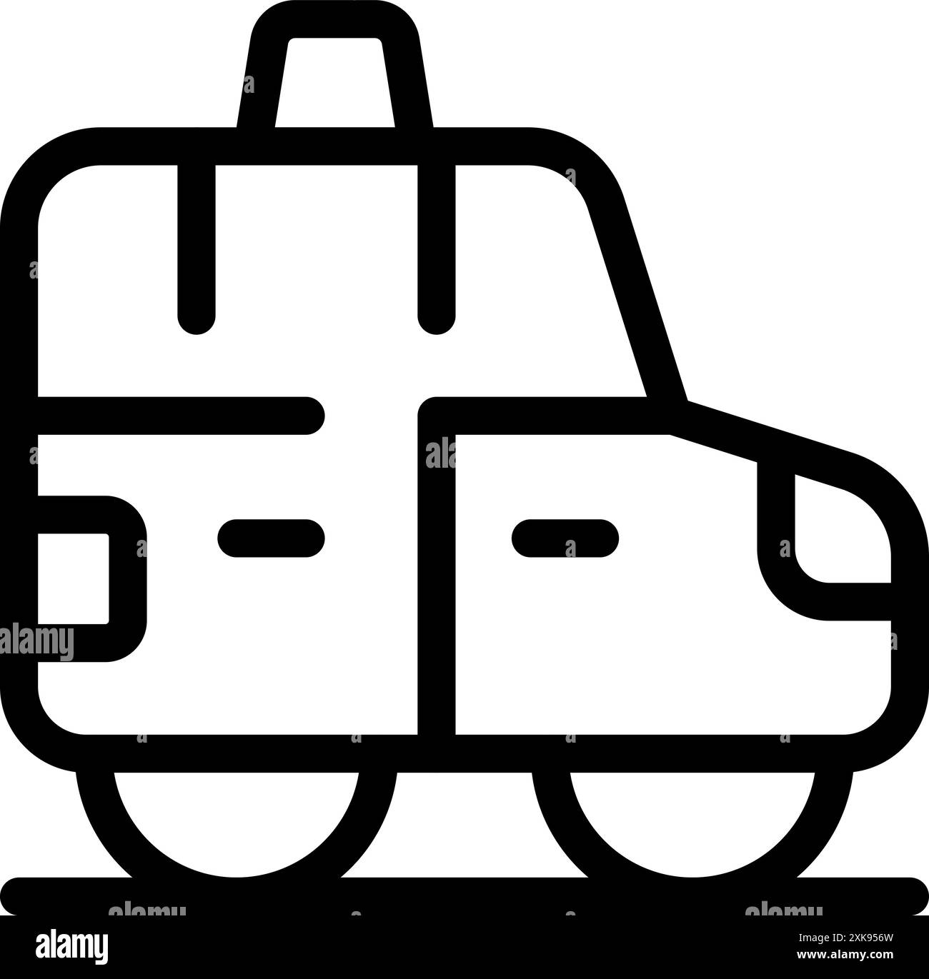 Black outline icon of a police car patrolling on a white background ...