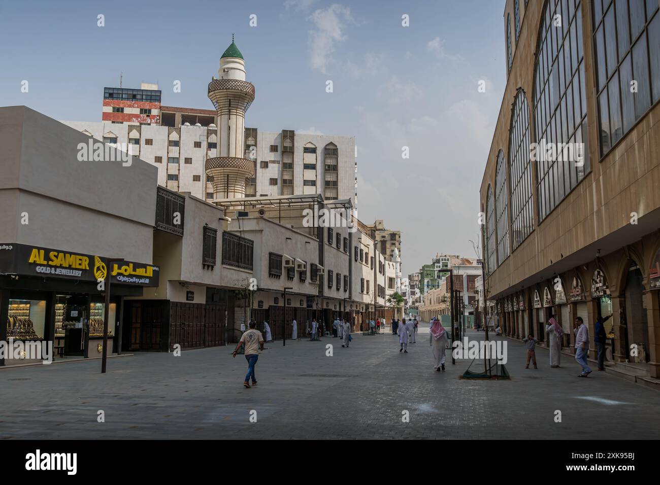 The local Saudi people on the streets of Jeddah downtown, a big city in ...