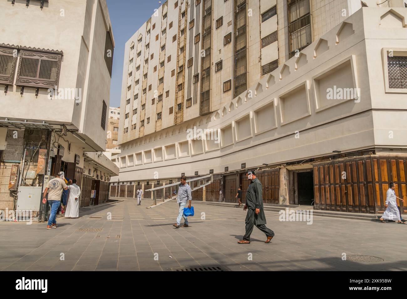 The Arab people on the streets of Jeddah city center (Saudi Arabia), a ...