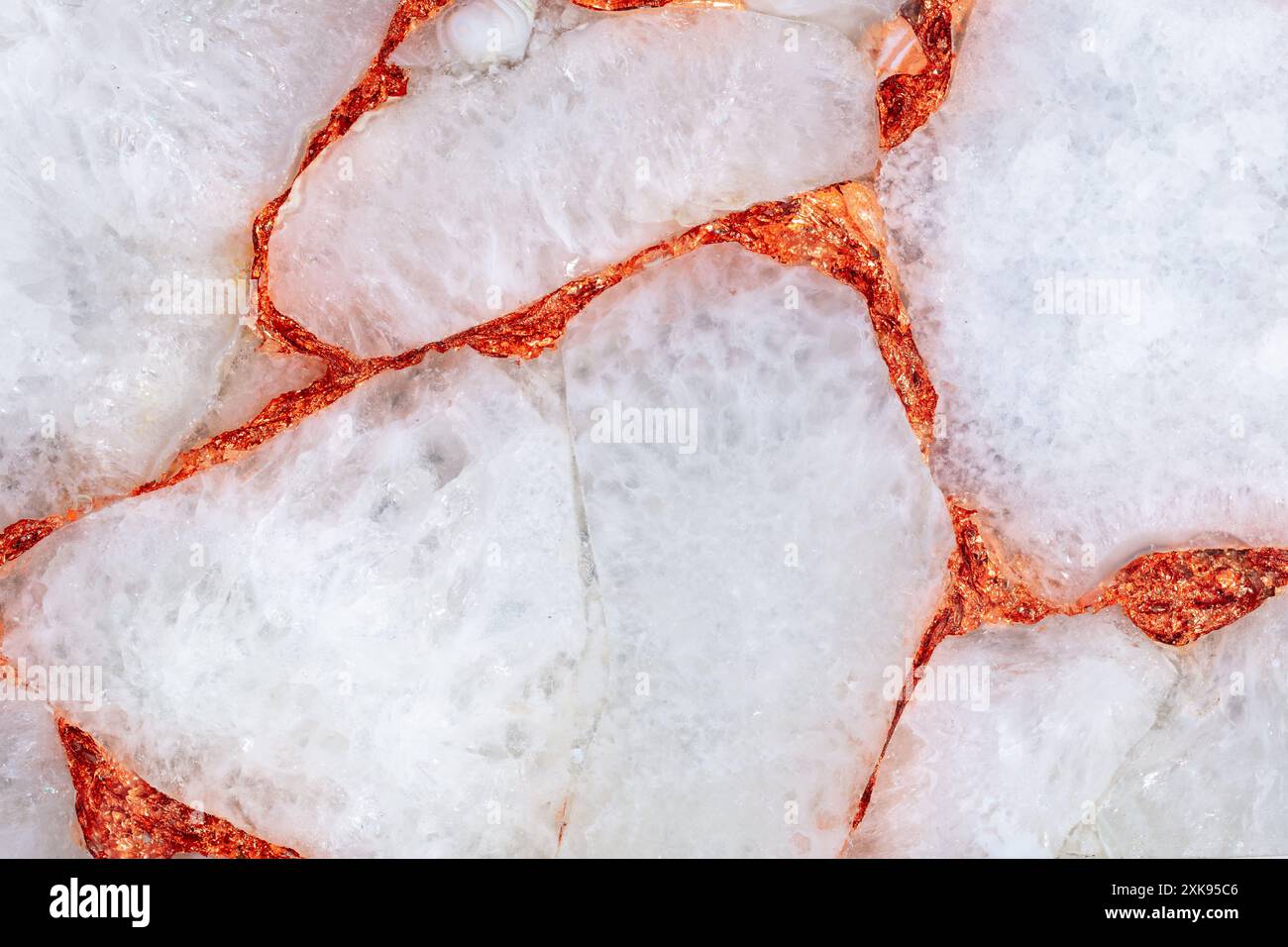 Agate Crystal White , Precious stone texture with a copper leaf Stock ...