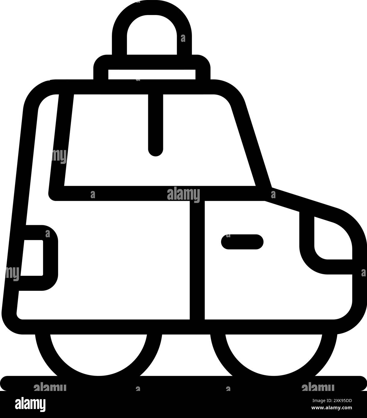 Outline icon of a police patrol car parked on the side of the road ...