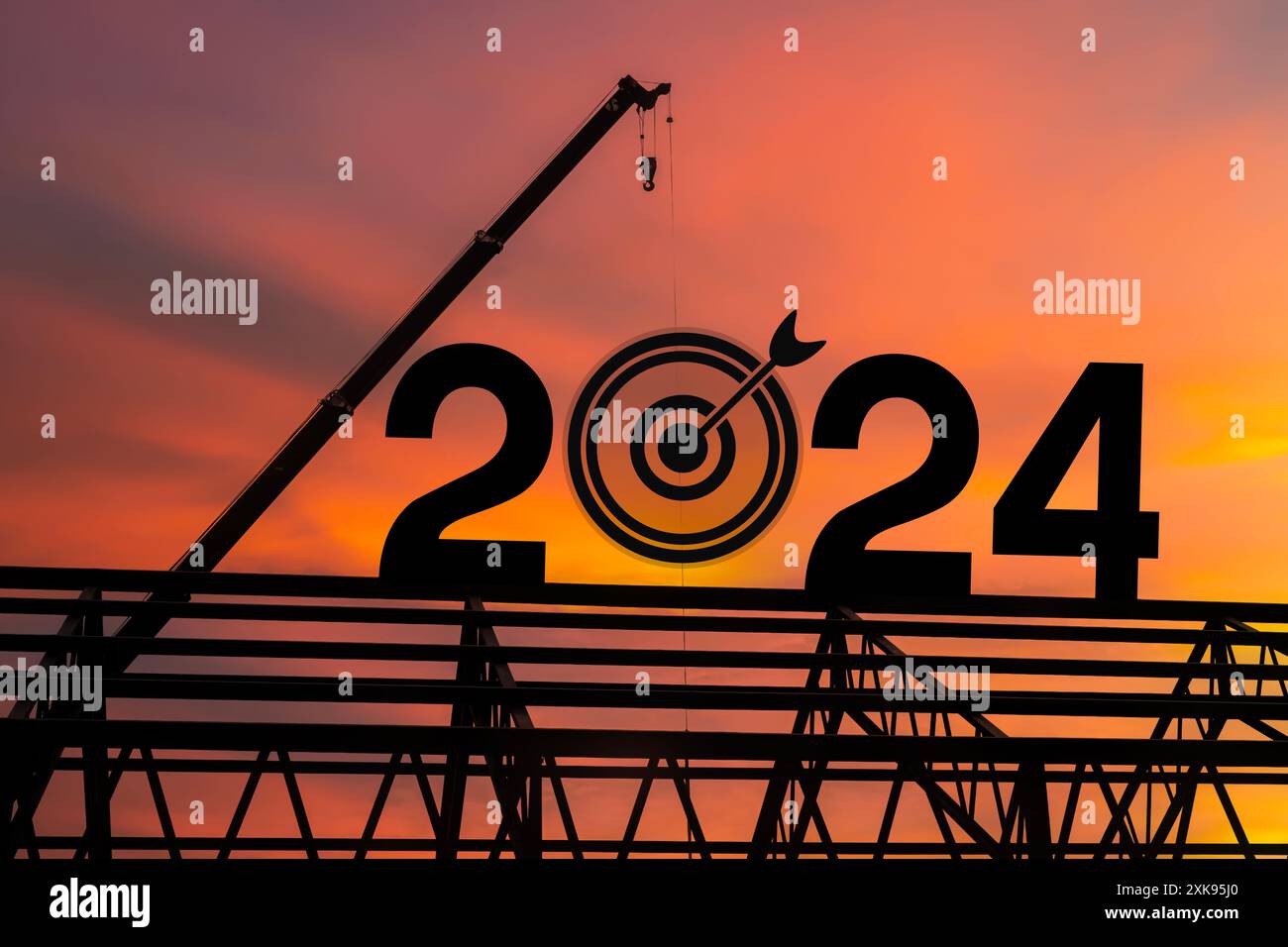 Large construction site, many construction cranes set vector numbers ...