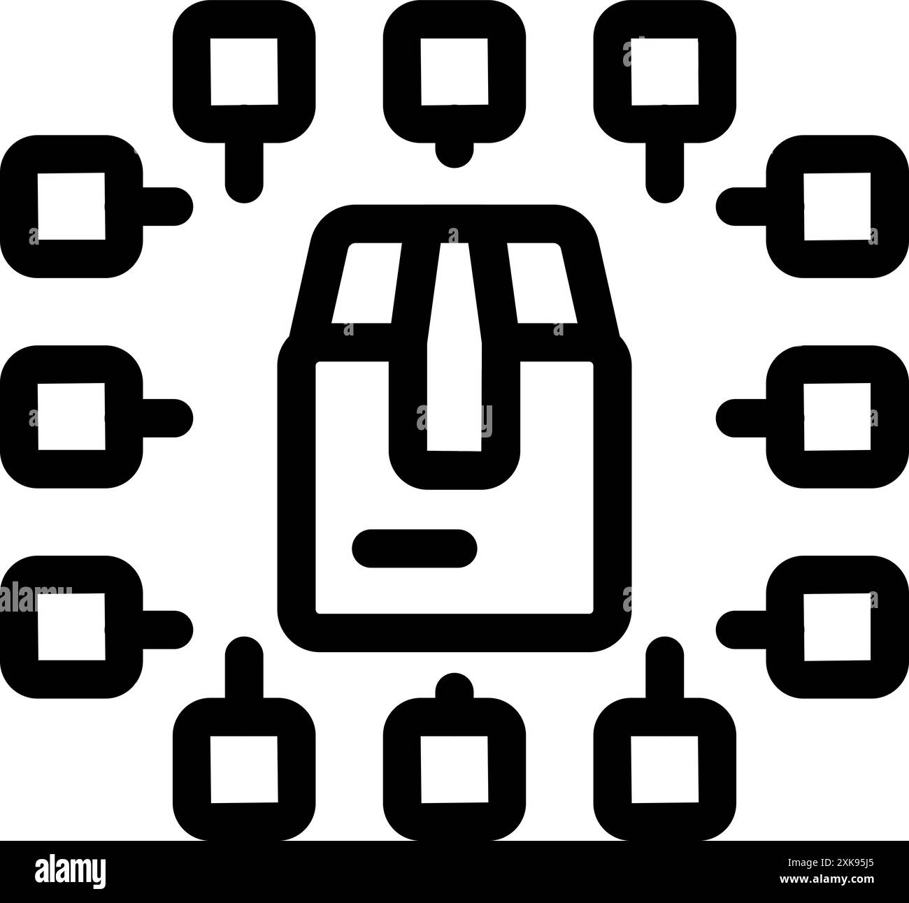 Simple icon of a package surrounded by nodes, representing a package ... Simple icon of a package surrounded by nodes, representing a package ...