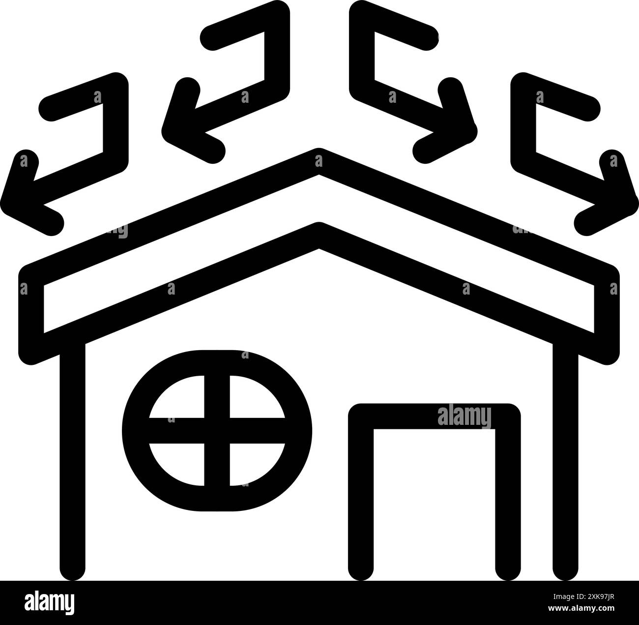 Line drawing of a house with arrows showing the constant airflow and ...