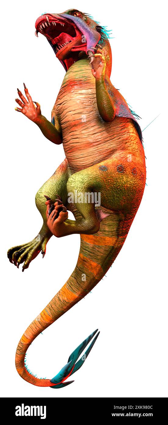 3D rendering of a science fiction alien dinosaur isolated on white ...