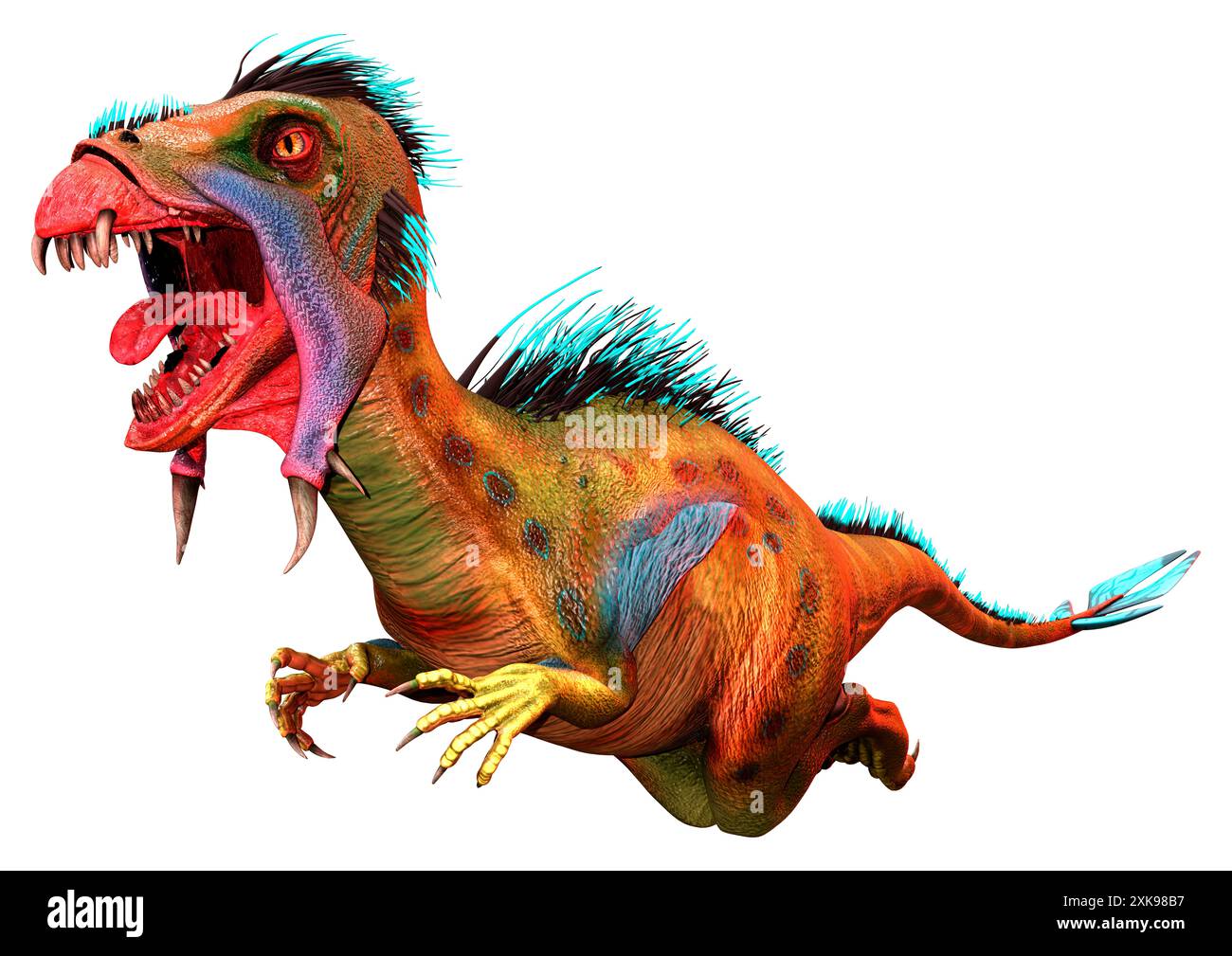 3D rendering of a science fiction alien dinosaur isolated on white ...