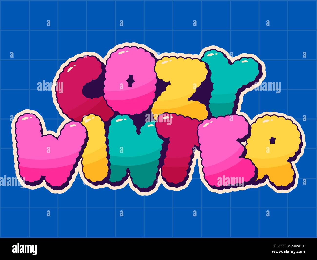 Christmasl Groovy color label phrase cozy winter Stock Vector Image ...