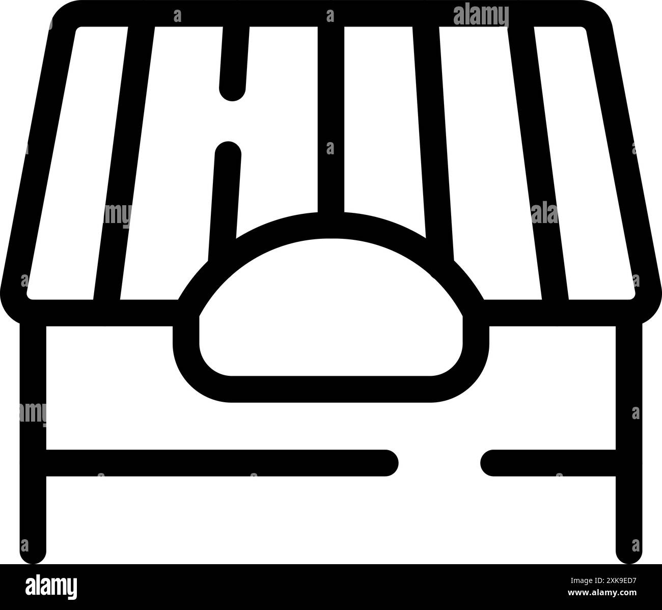 Traditional clay oven baking fresh bread under a wooden canopy is ...