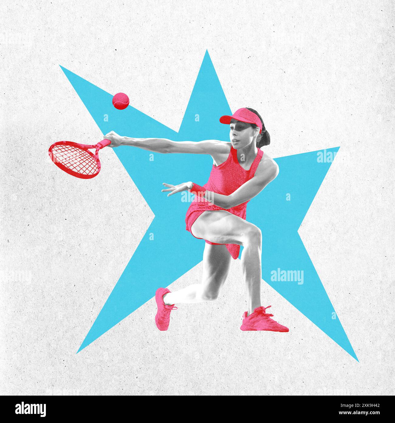 Poster. Contemporary art collage. Competitive tennis player in mid ...