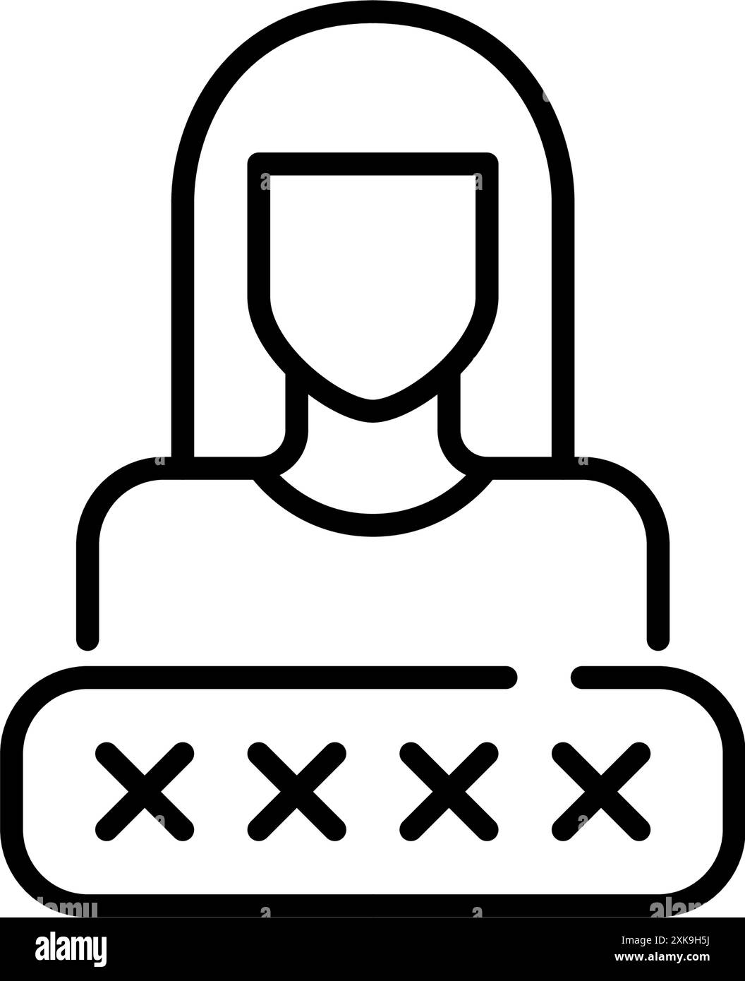 Female User Avatar And Password Input Box Secure User Login Pixel Perfect Vector Icon Stock