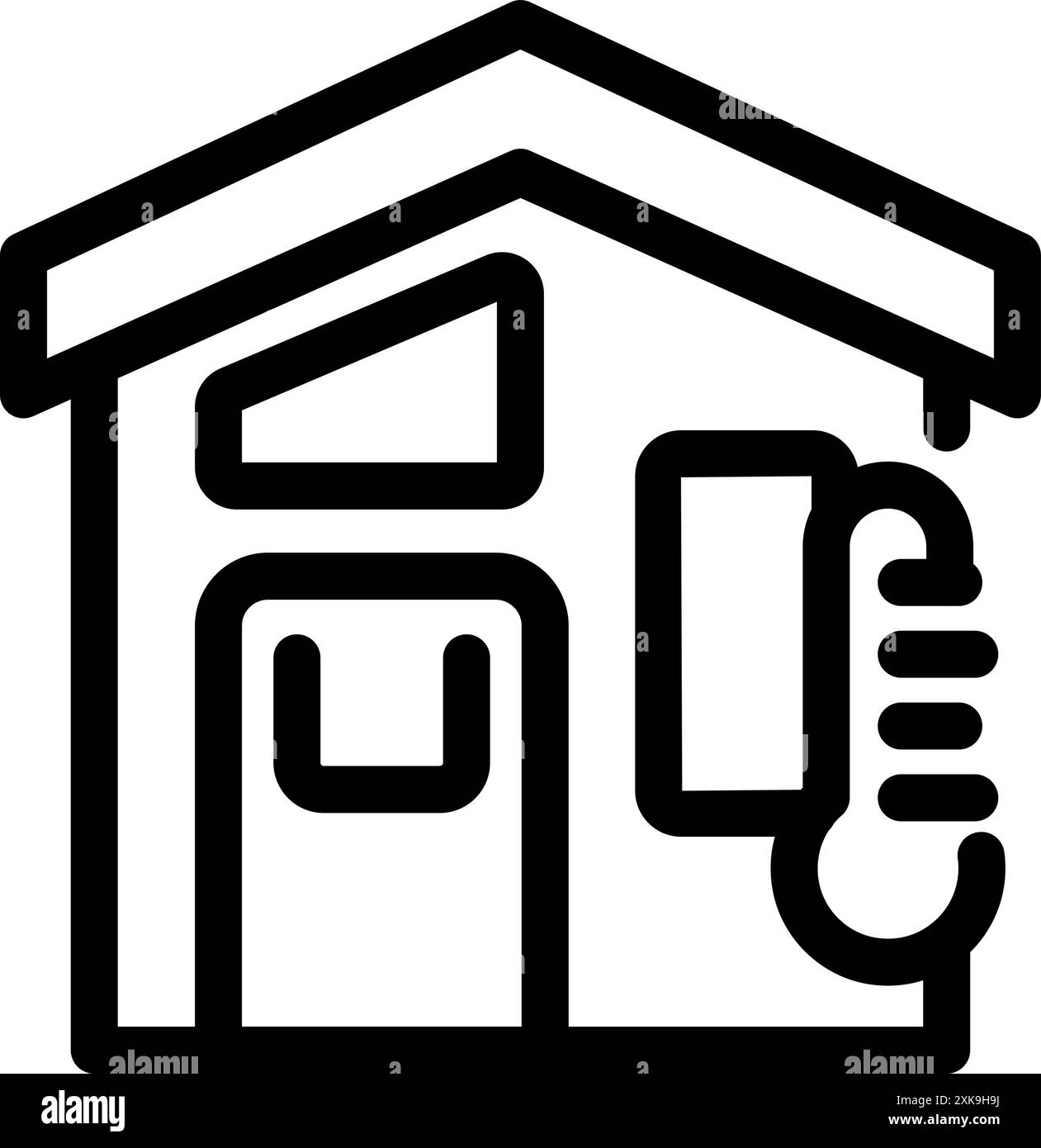 Simple icon of a house with a thermometer indicating hot weather ...