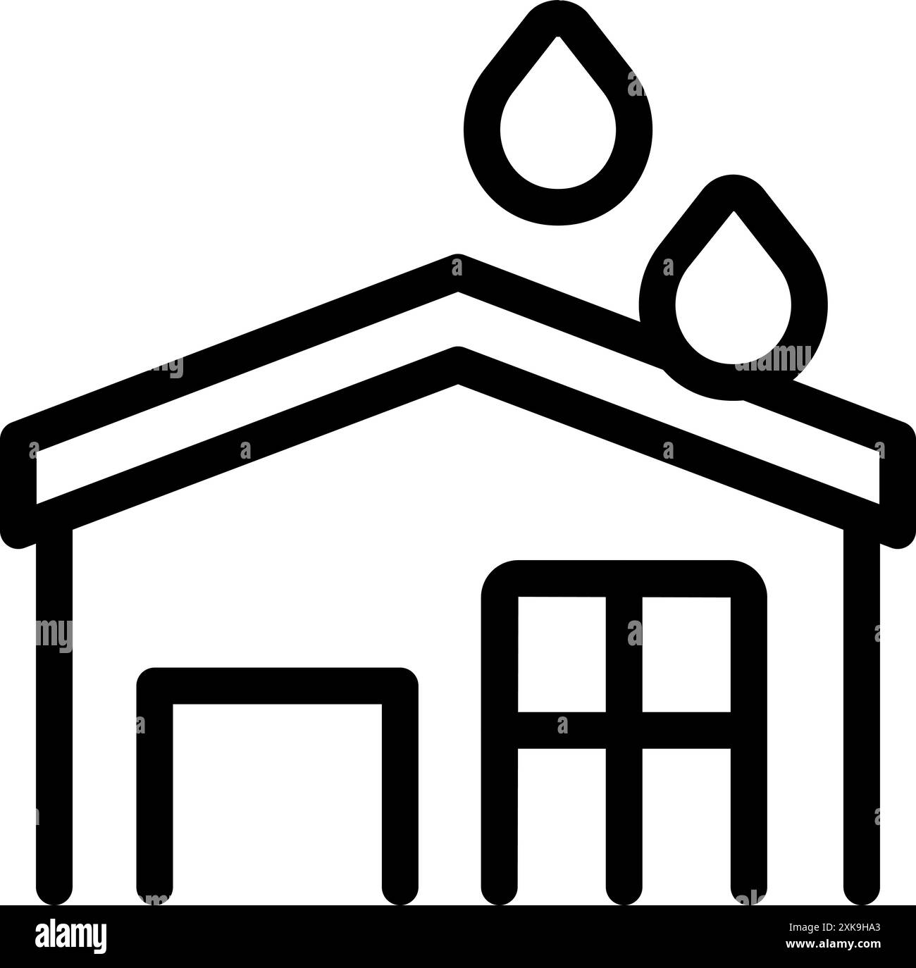 Simple icon of rain leaking through the roof of a house, great for ...