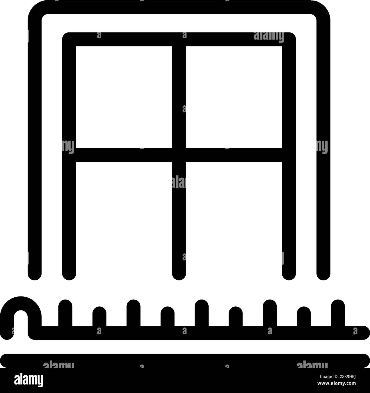 Bold line icon representing a big plastic window being installed on a ...