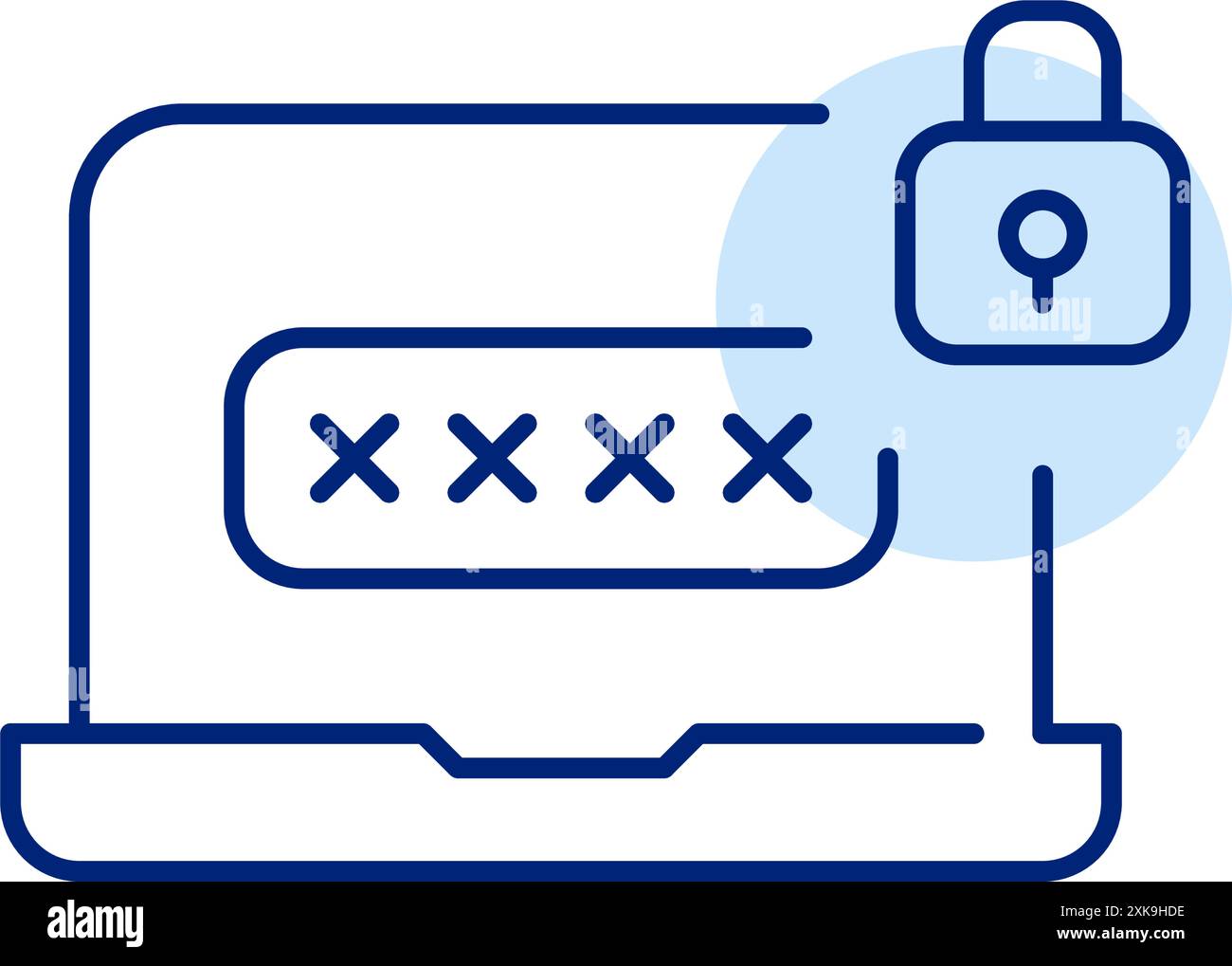 Protected laptop entry interface. Password input box and lock. Secure ...
