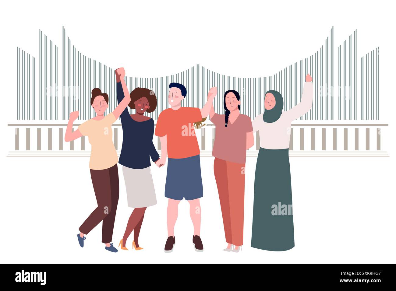 Youth happy celebrate colorful celebration in front IKN Indonesia new ...