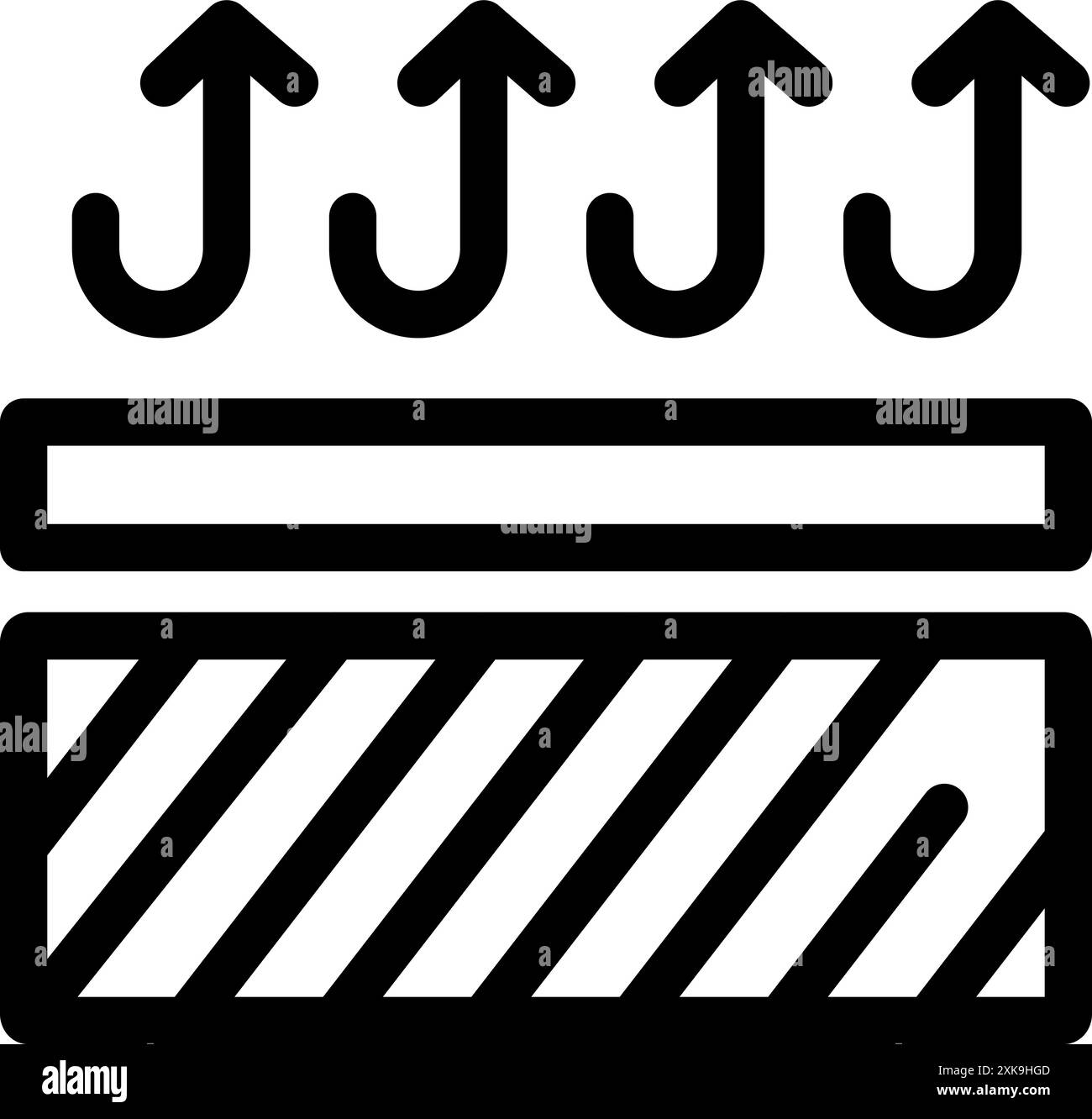 Breathable textile material with airflow passing through symbol for ...