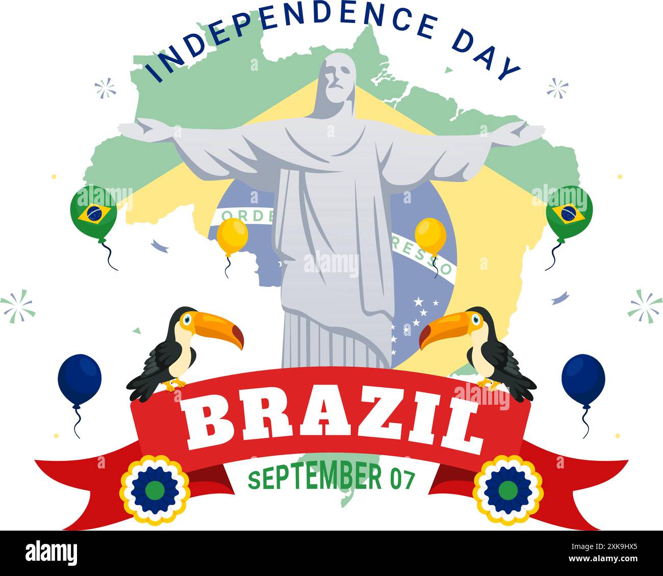 Happy Brazil Independence Day Vector Illustration on September 7 with ...