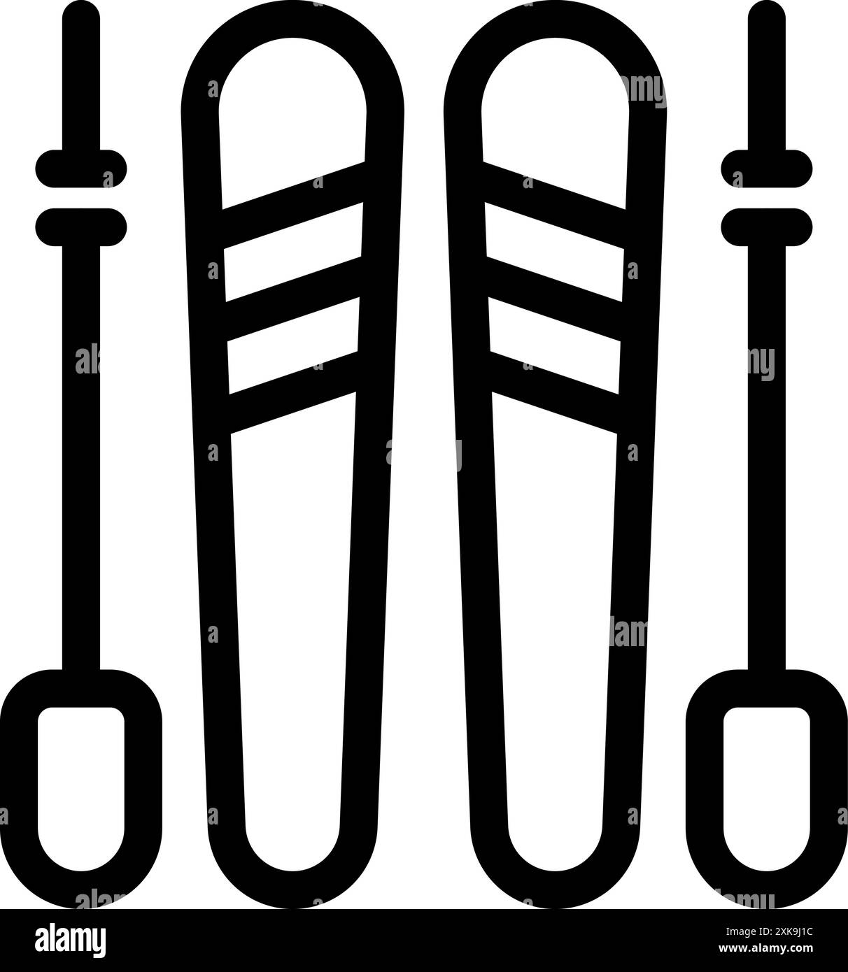 Simple line style icon of a pair of skis and poles, perfect for ...