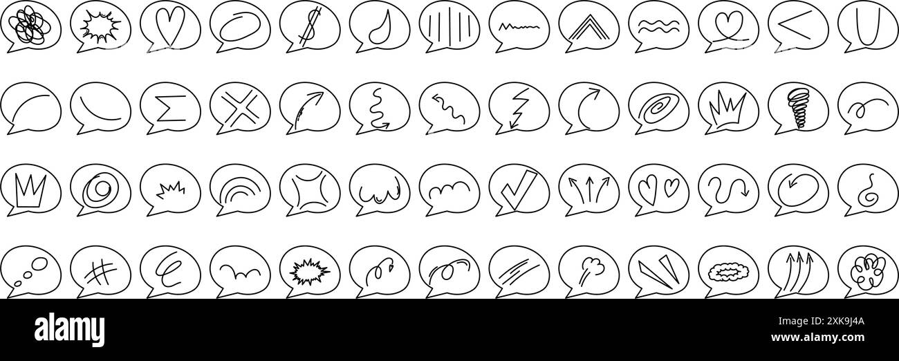 Hand drawn anime emotion effect set with speech bubbles. Manga ...