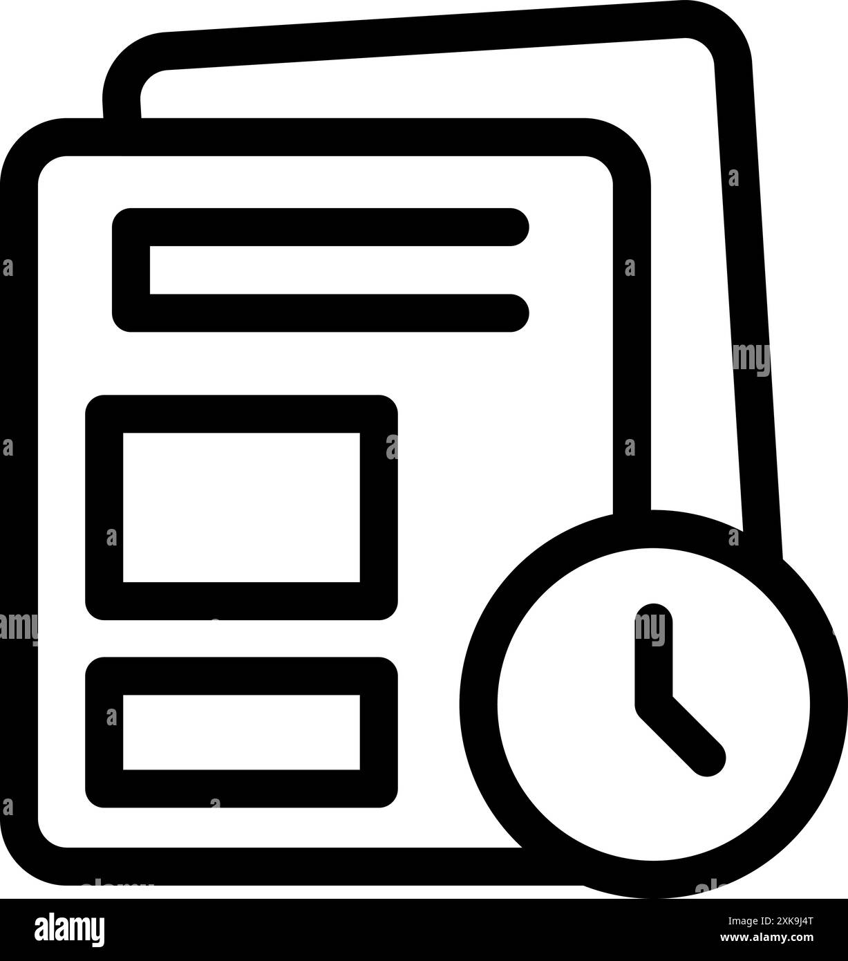 Simple black and white icon of a clock showing deadline for submitting ...