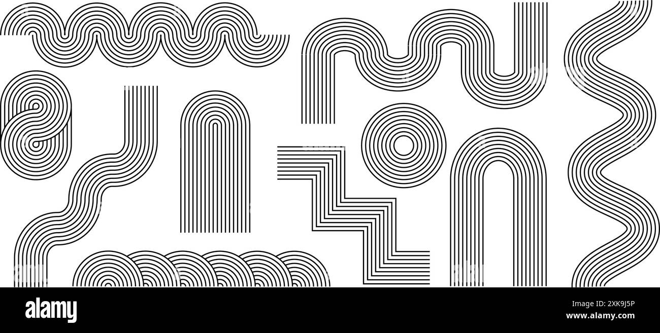 Zen arch set, simple line arch and shapes. Geometric Japanese zen ...