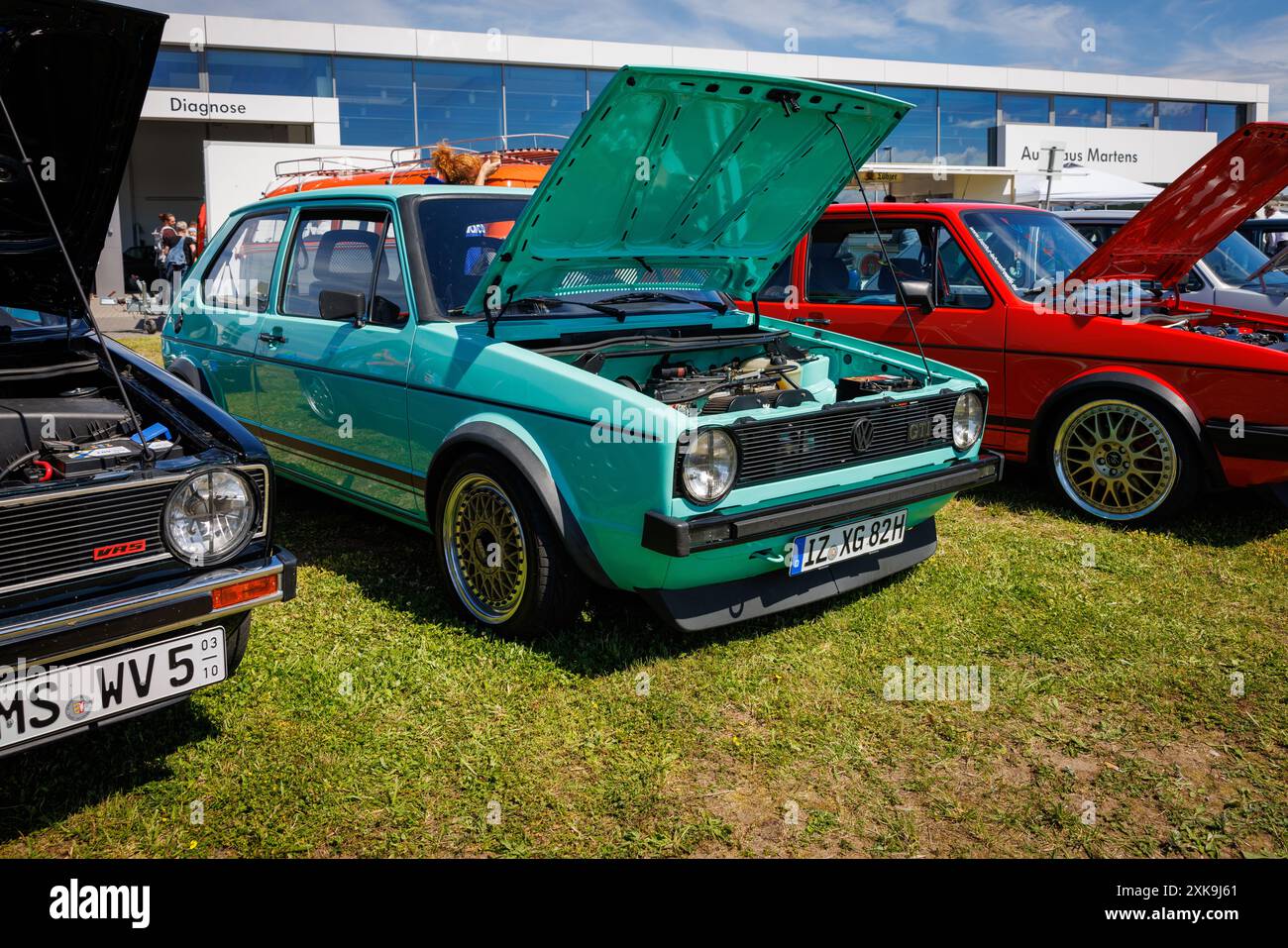 at a car meeting of the Volkswagen brand, many old vehicles were ...