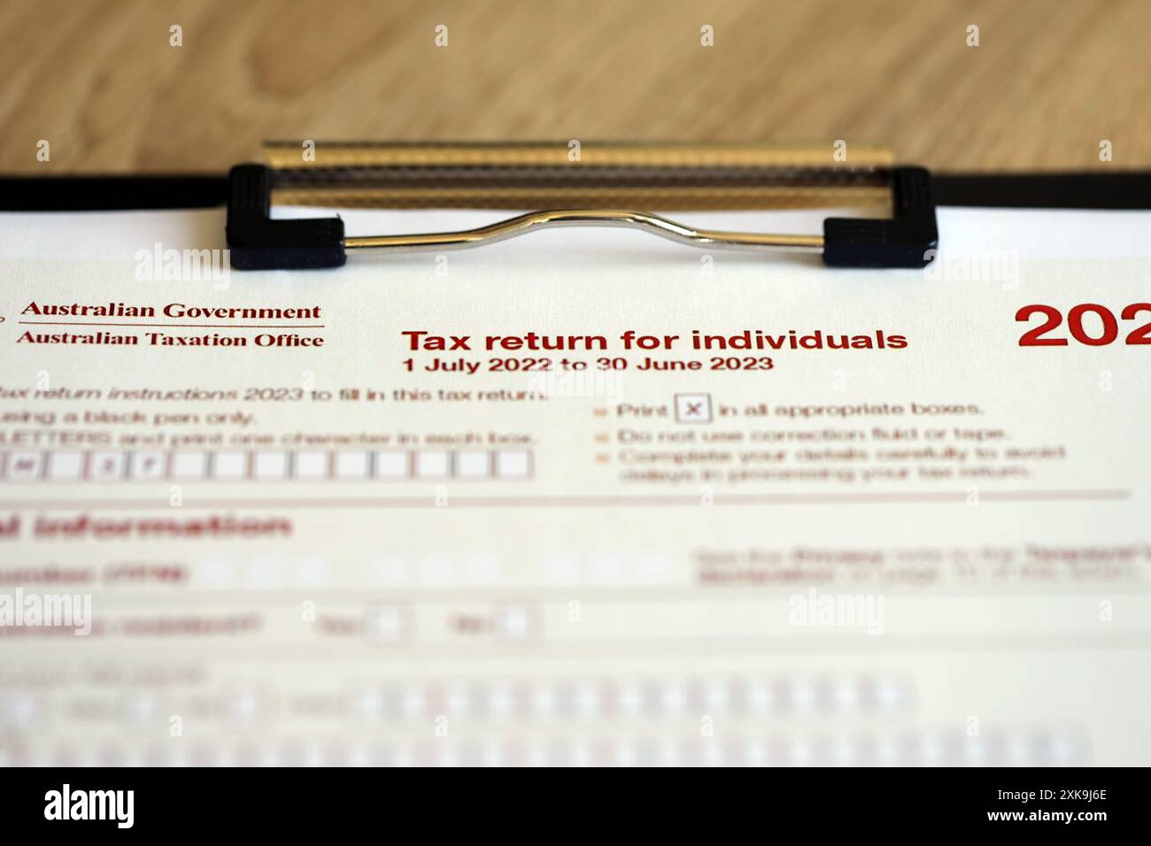 KYIV, UKRAINE - JULY 10, 2024 Australian Tax Return for individuals ...
