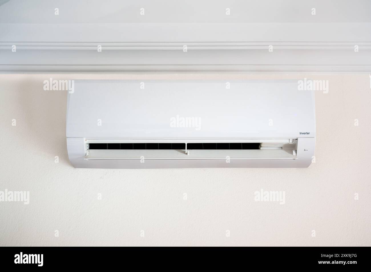 empty wall mounted white color inverter air conditioner Stock Photo - Alamy