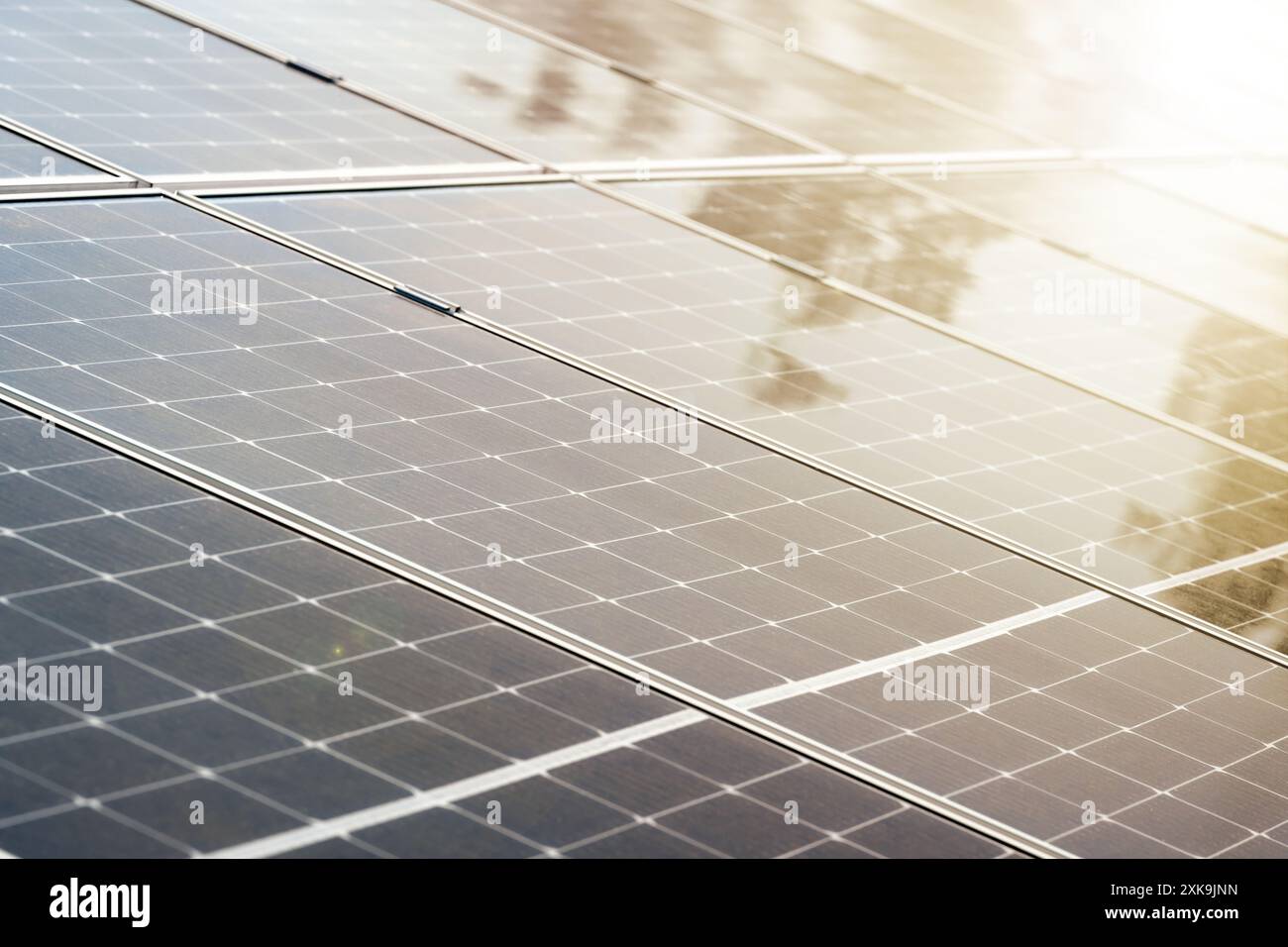 Close-up of eco technology of solar cell farm power plant. Solar cell ...