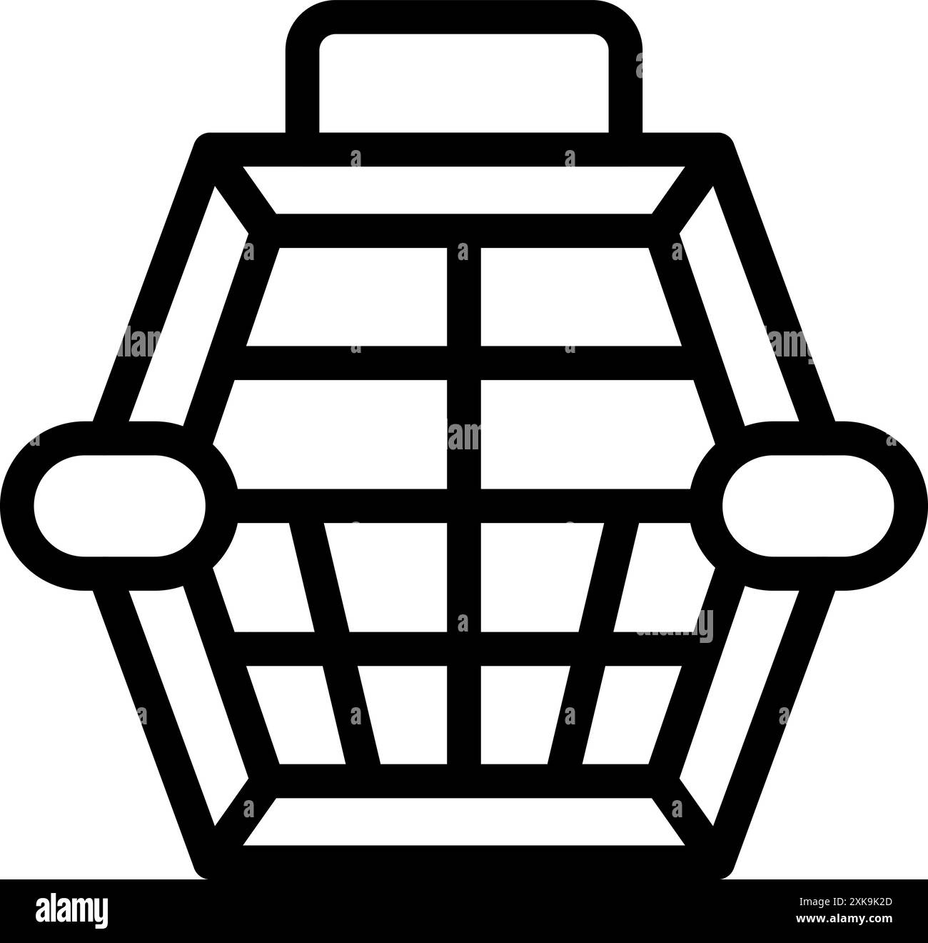 Simple line icon of a hexagon pet carrier with a handle for cats and ...
