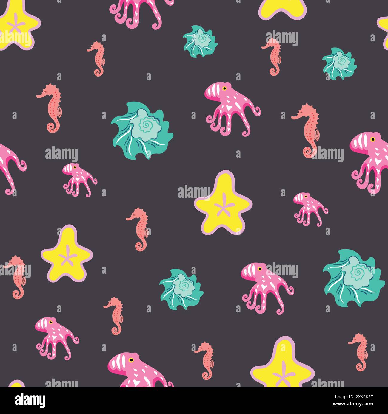 Sea life marine repeat pattern design illustration Stock Vector Image ...