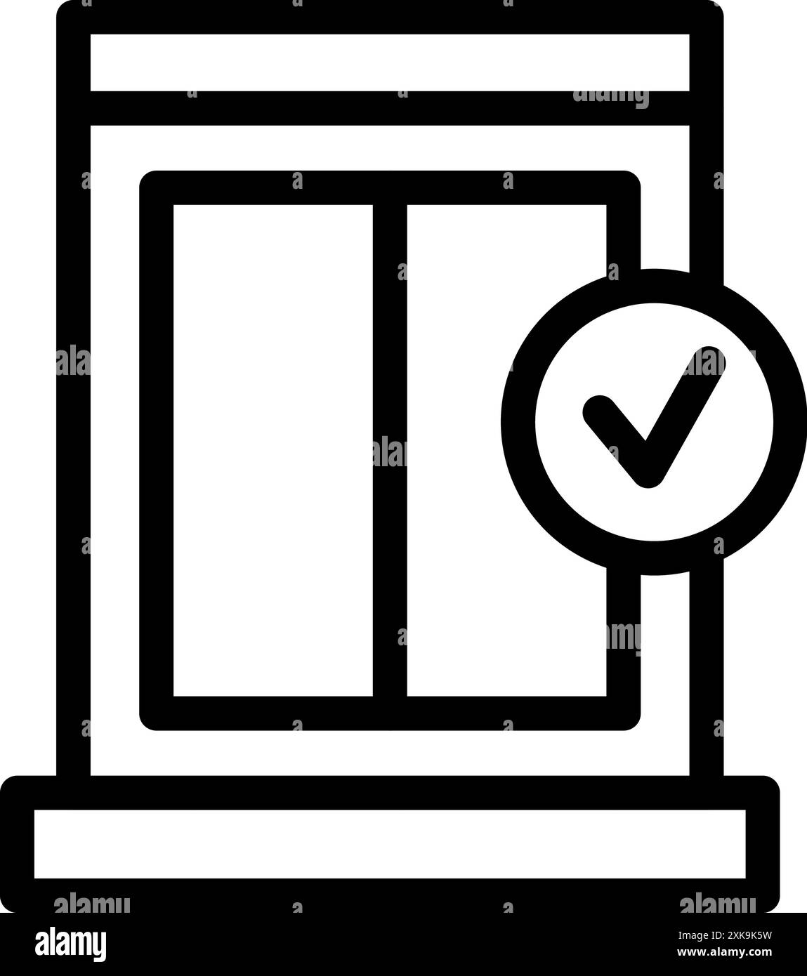 Line icon of a window with a checkmark, representing a successfully ...