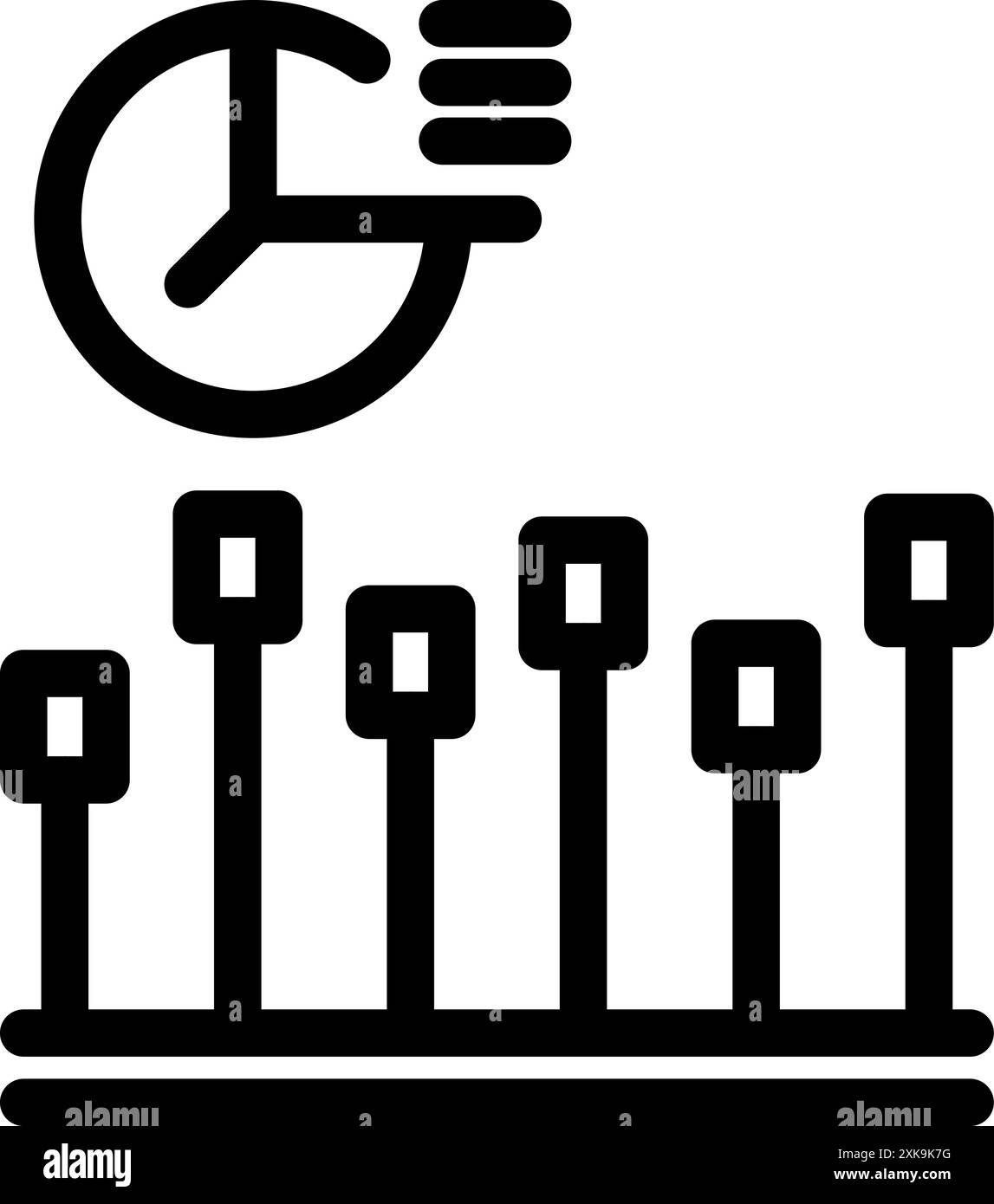 This simple icon represents time management with a clock and a bar ...