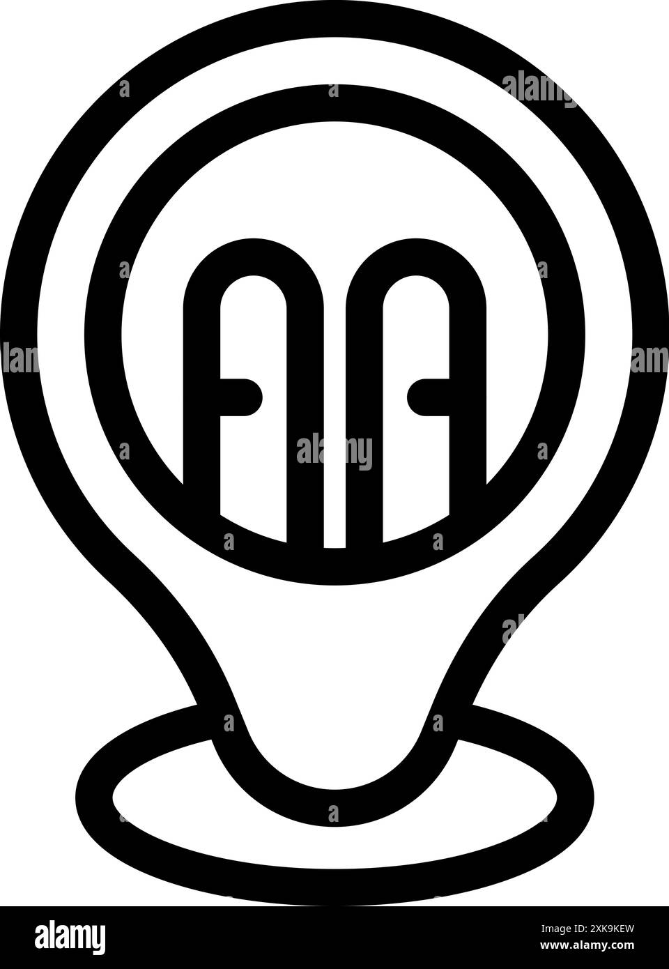 Simple black and white icon of a location pin indicating a ski resort ...